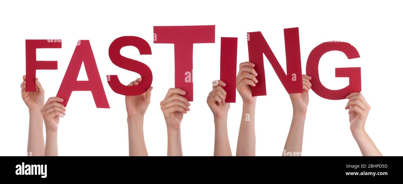 People Hands Holding Word Fasting, Isolated Background Stock Photo - Alamy