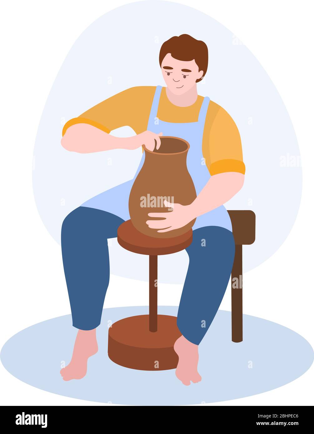 Potter Makes A Clay Pot vector illustration from hobbies collection ...