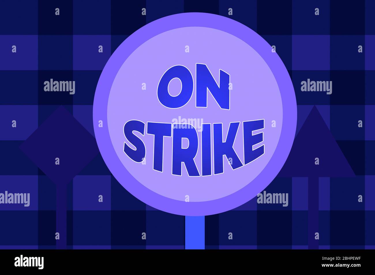 Writing note showing On Strike. Business concept for refuse to continue ...