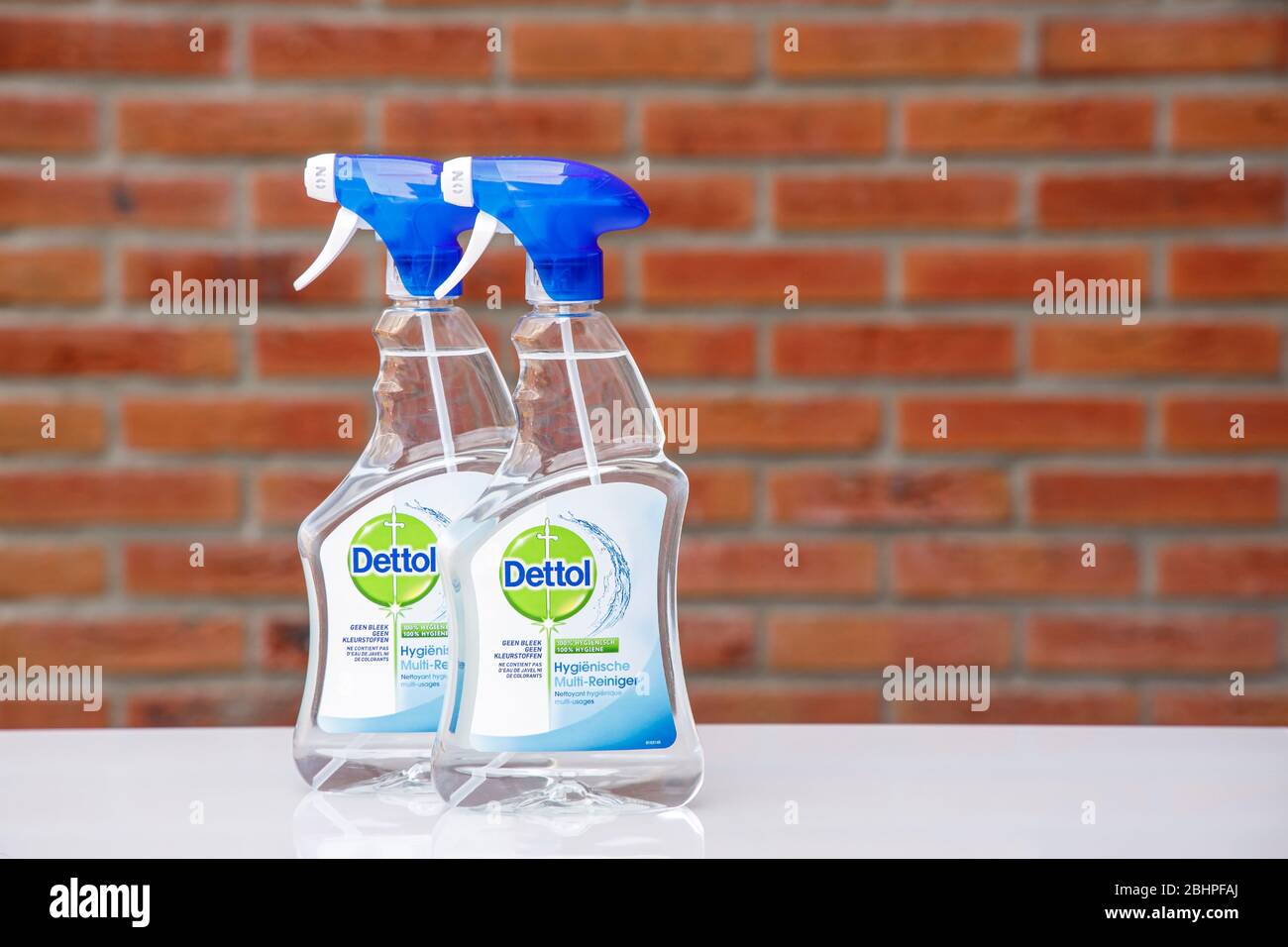 Dettol multi usages antibacterial surface cleaner on white glass table ...