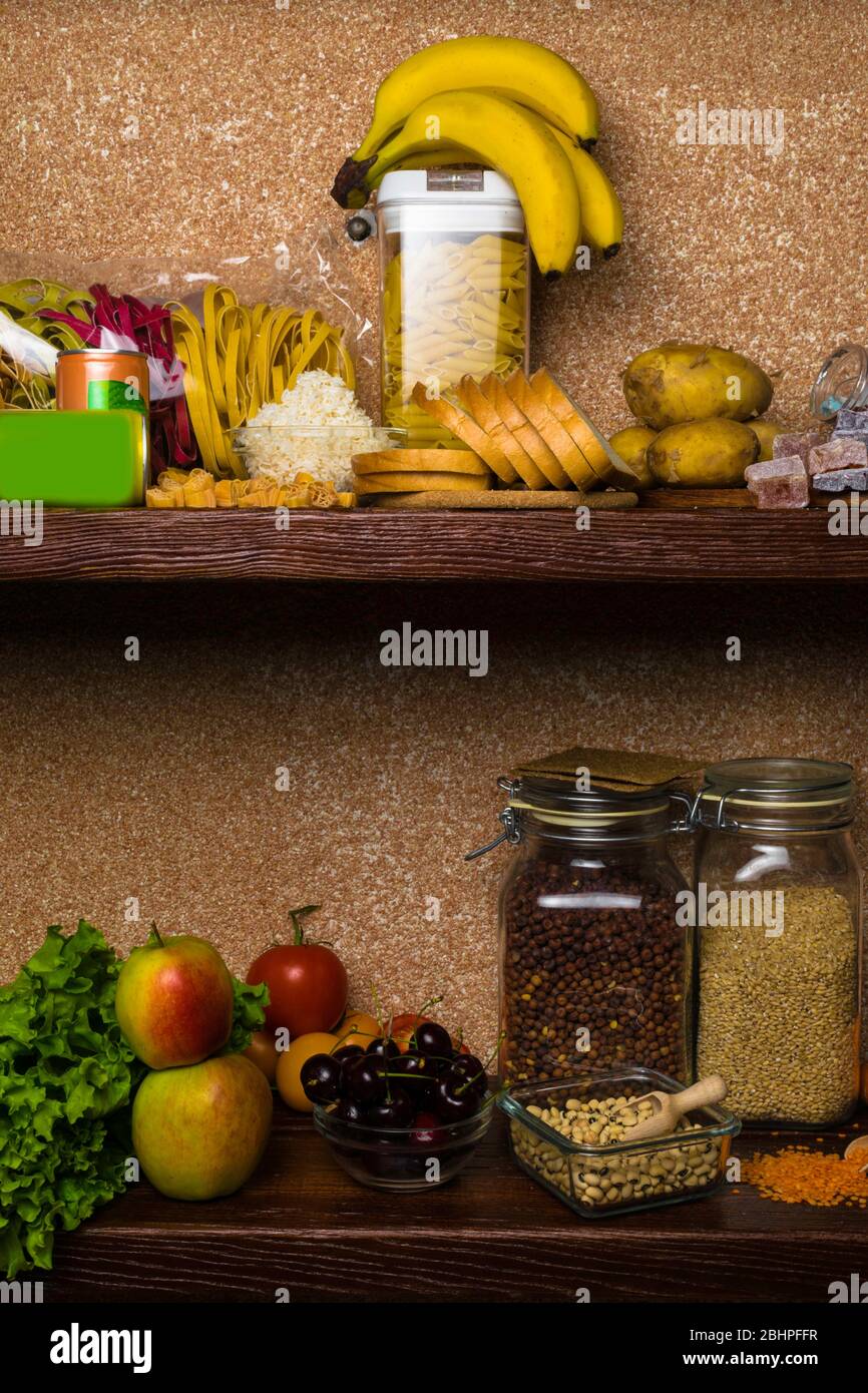 Assortment of products rich of complex carbohydrates. Healthy food on ...