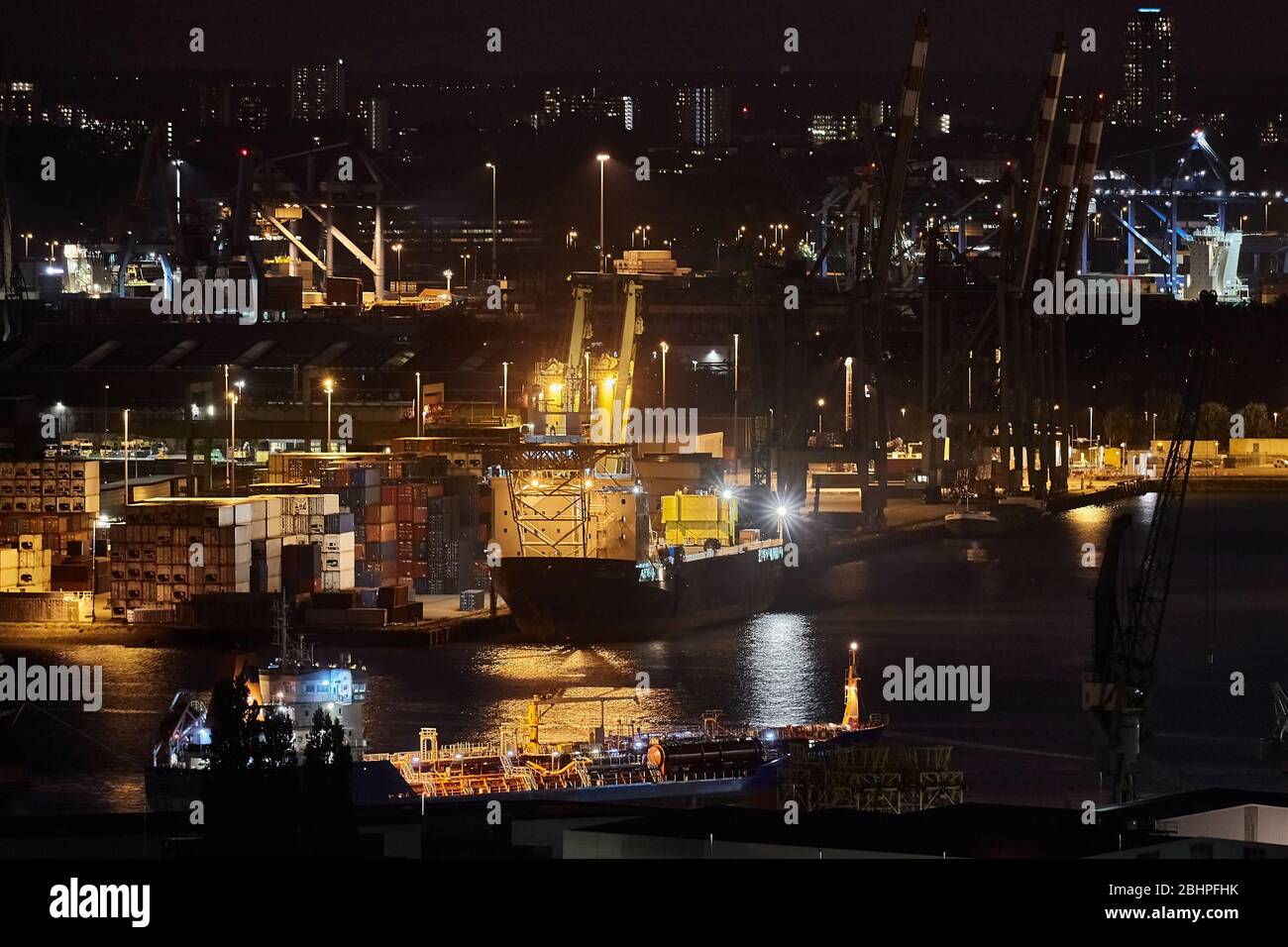 Container Port in Rotterdam at night Stock Photo - Alamy