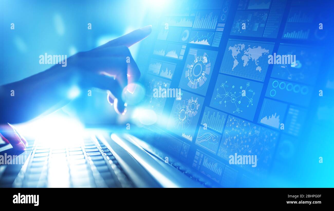 Applications icons on virtual screen, technology, development ...