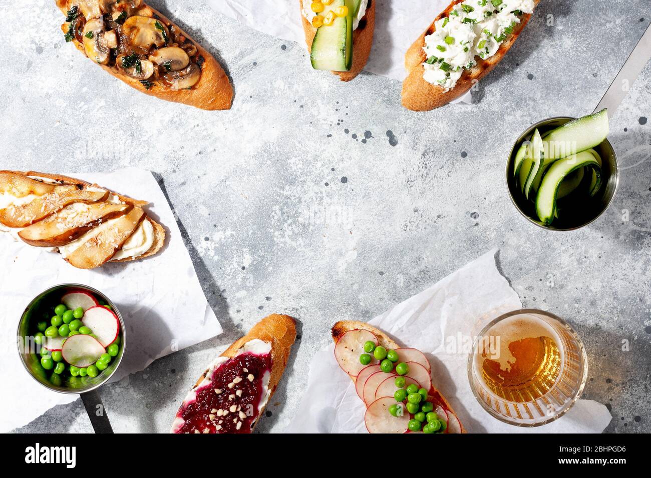 Assorted italian appetizer bruschetta or tapas set with different ...