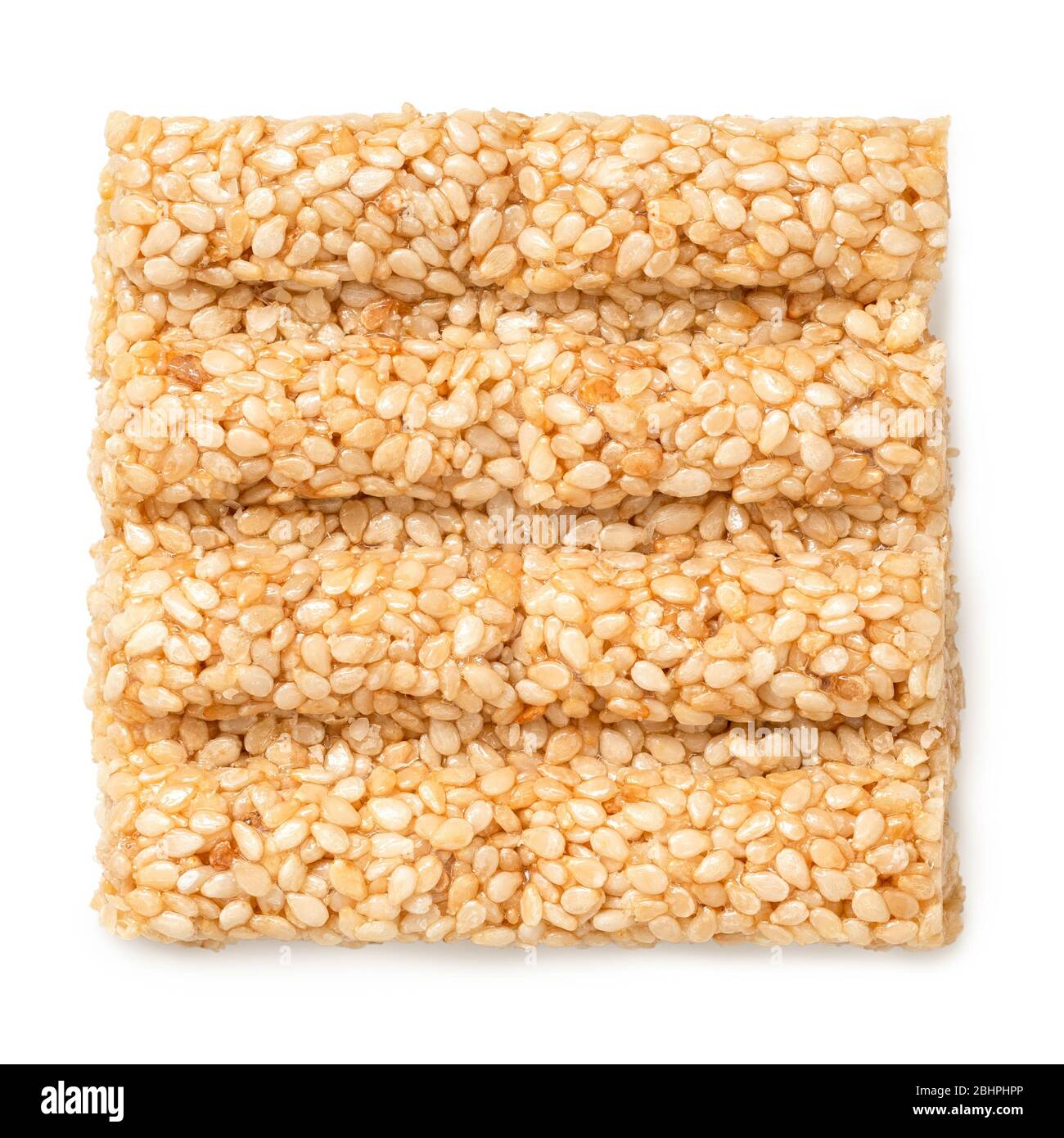 Square sesame seed honey bar isolated on white. Top view Stock Photo ...