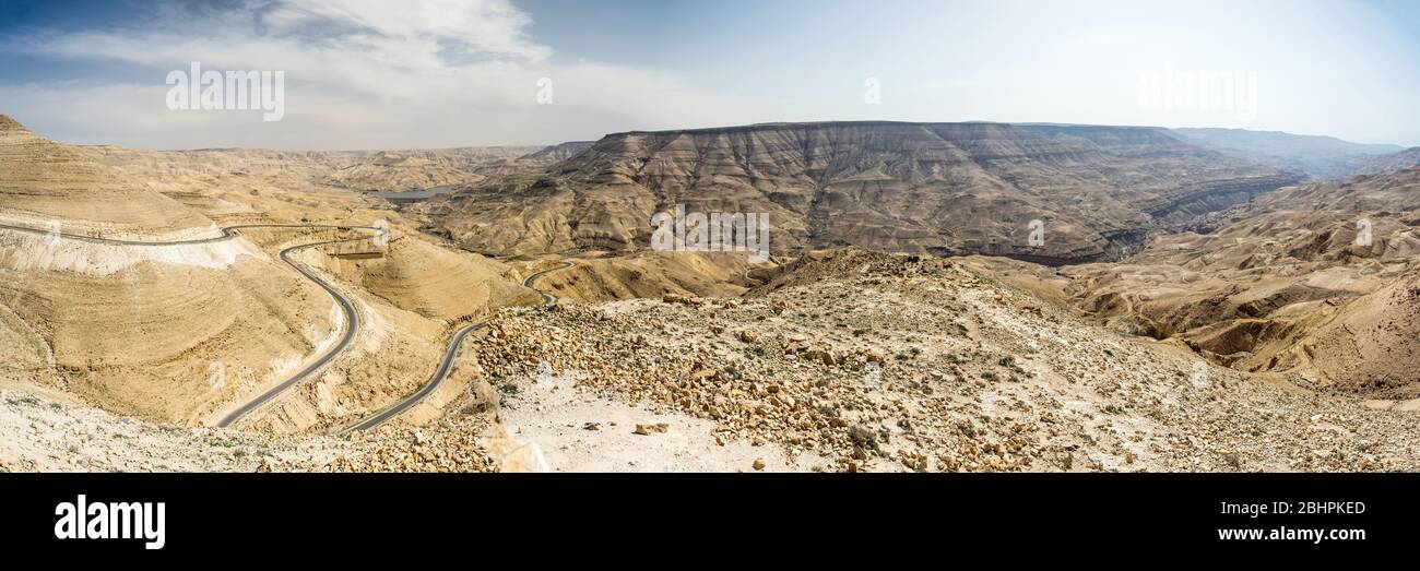 panorama of Wadi Al Mujib valley, Jordan Stock Photo - Alamy