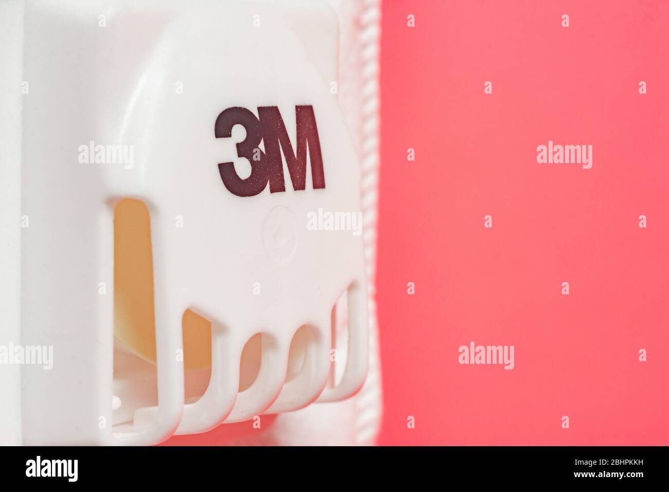 3M mask valve closeup on the production of medical and protective masks ...