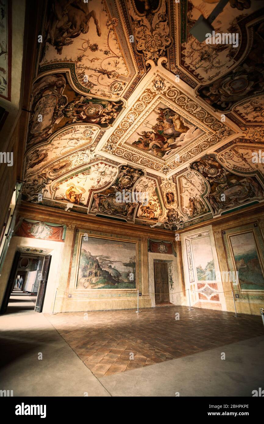 Tivoli, Italy. February 1, 2015: Interior of room in the historic house ...