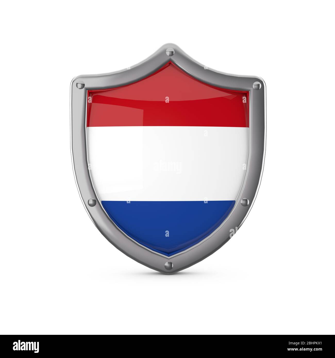 Netherlands security concept. Metal shield shape with national flag ...