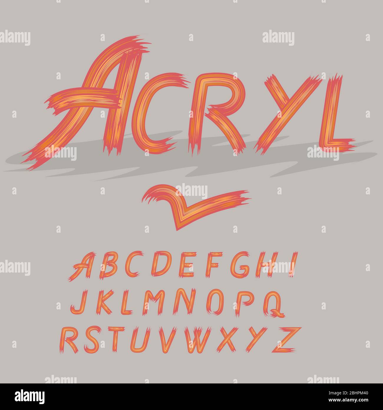 Acrylic paint font alphabet. Brush painted letters. Vector illustration ...