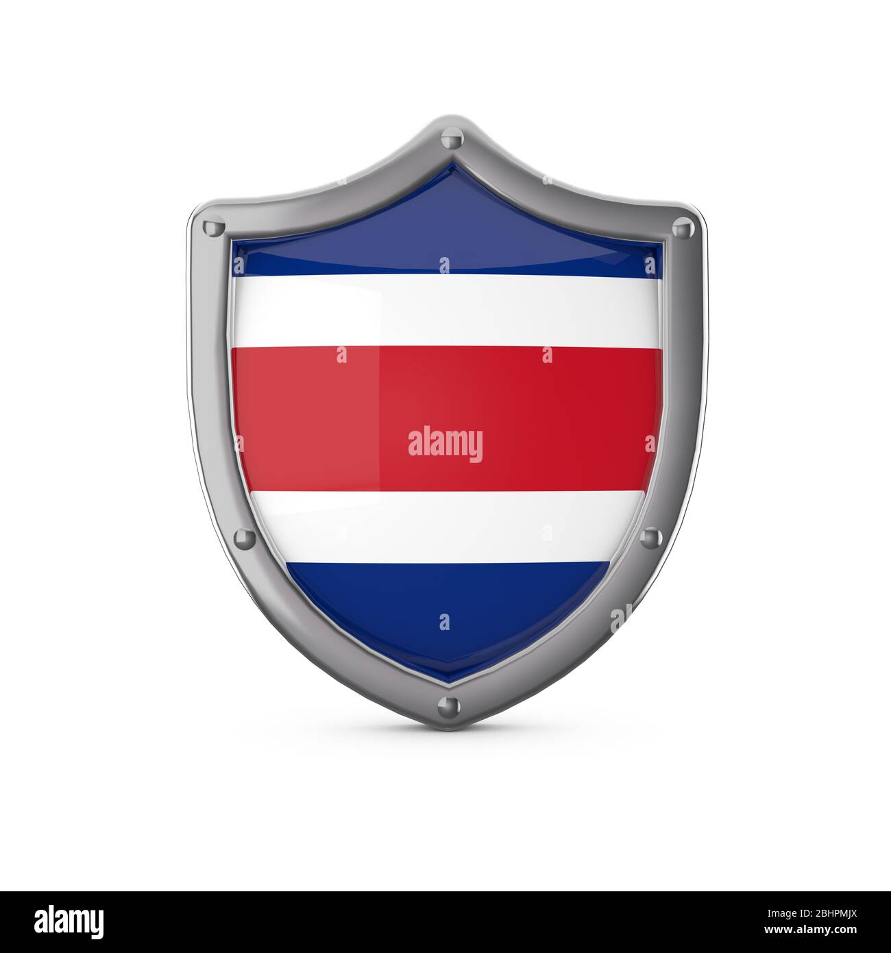 Costa Rica security concept. Metal shield shape with national flag ...