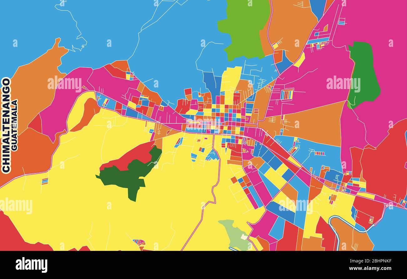 Colorful vector map of Chimaltenango, Chimaltenango, Guatemala. Art Map ...