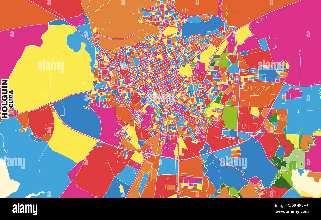Colorful vector map of Holguín, Holguín, Cuba. Art Map template for ...