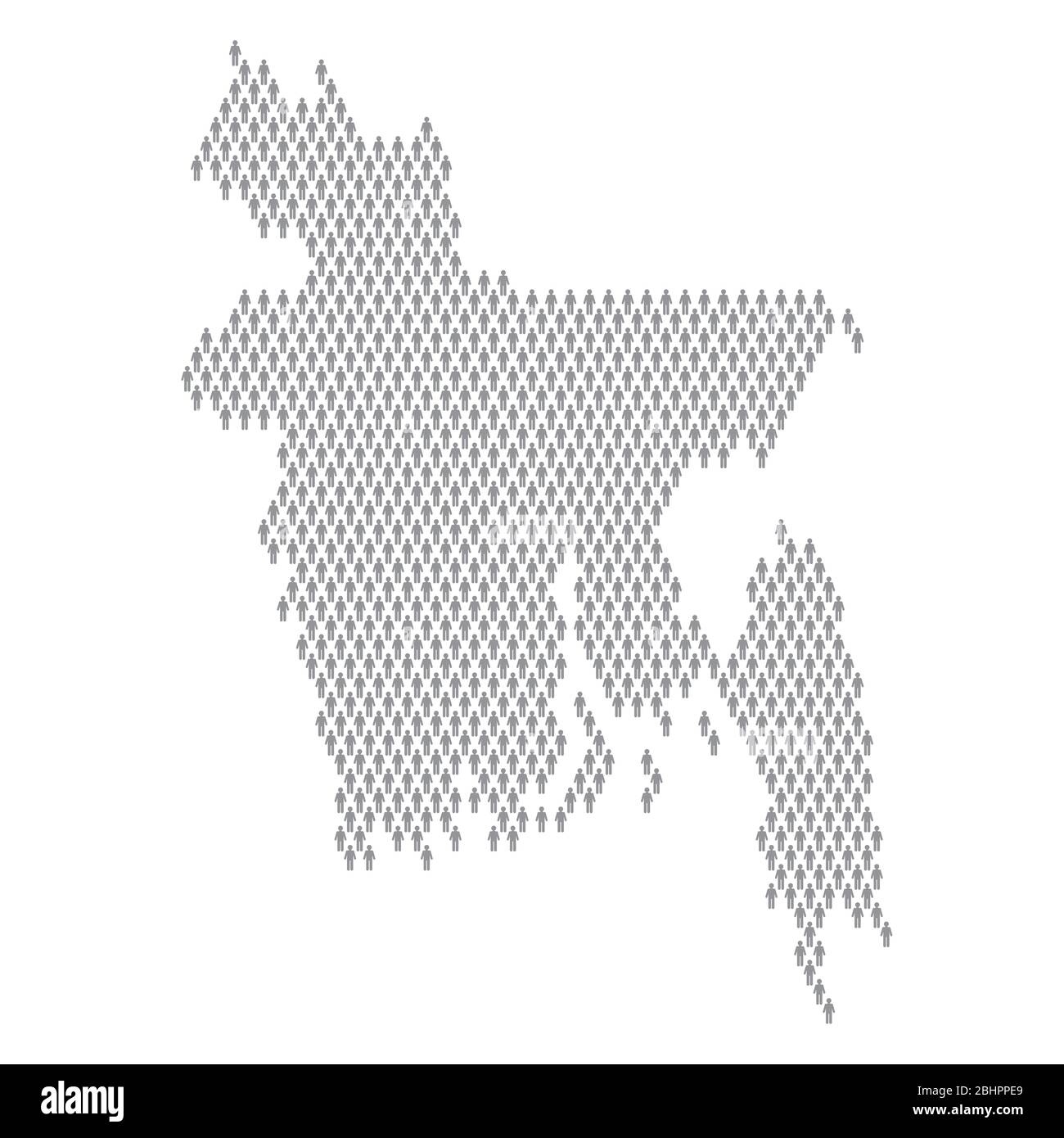 Bangladesh population infographic. Map made from stick figure people ...