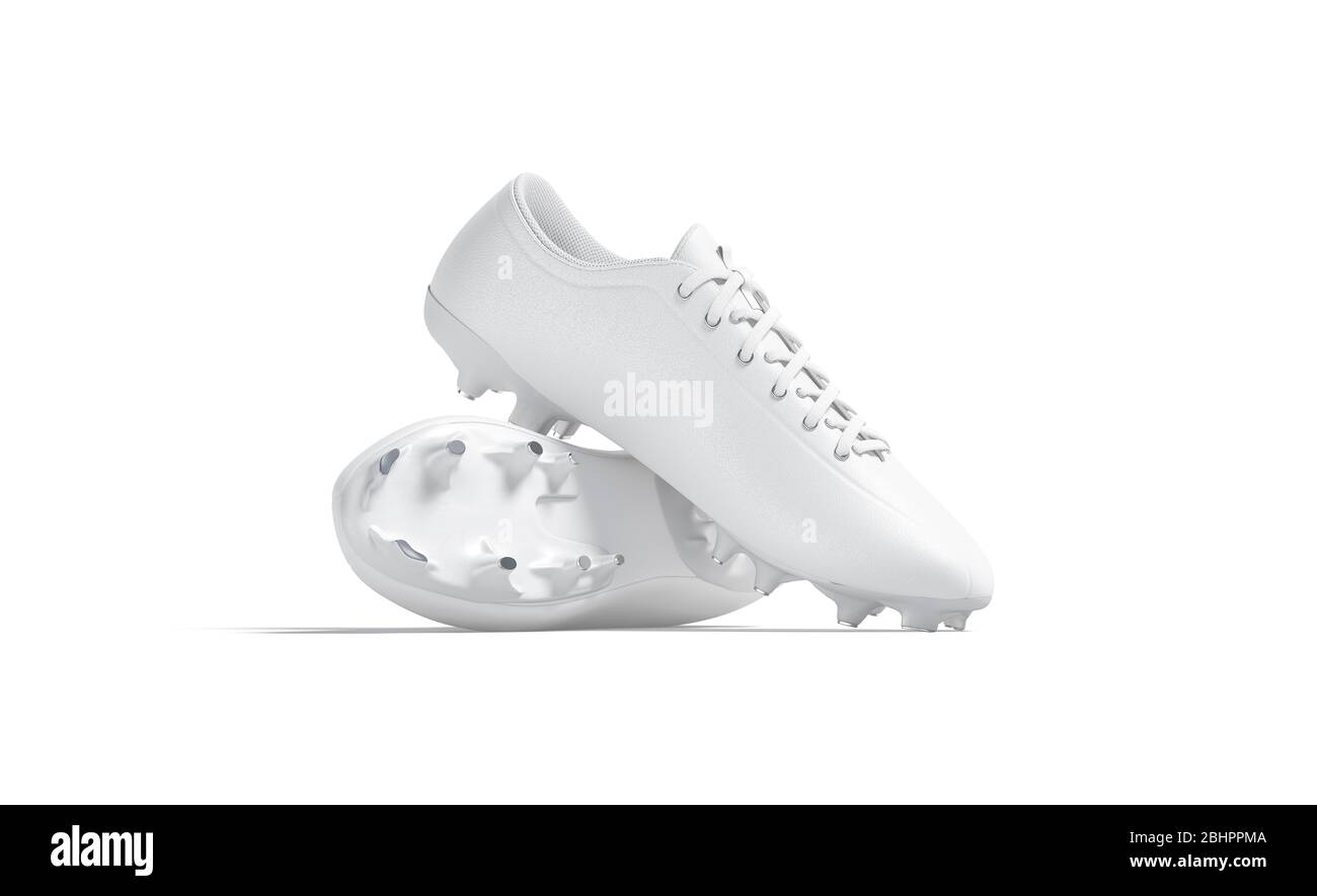 Blank white soccer boots with rubber cleats mockup stack, isolated ...