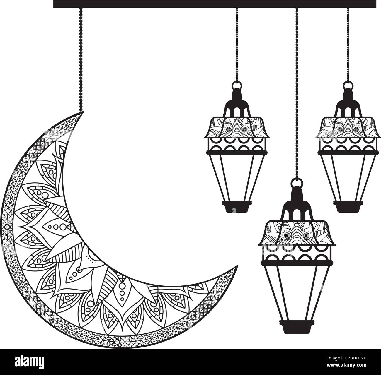Ramadan Moon Clip Art Ramadan Kareem Lantern And Moon Stock Vector