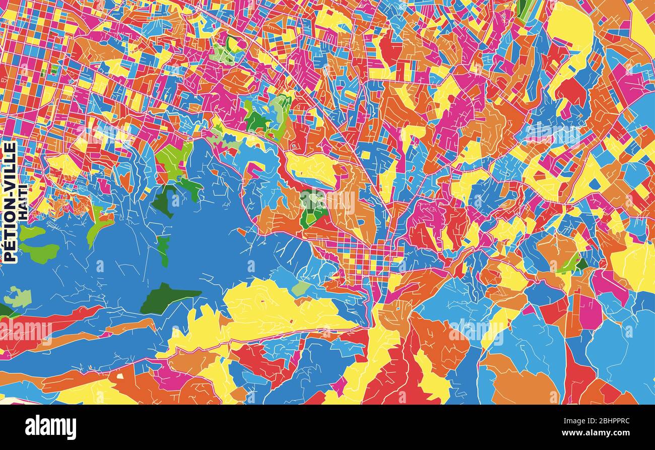 Colorful vector map of Pétion-Ville, Ouest, Haiti. Art Map template for ...