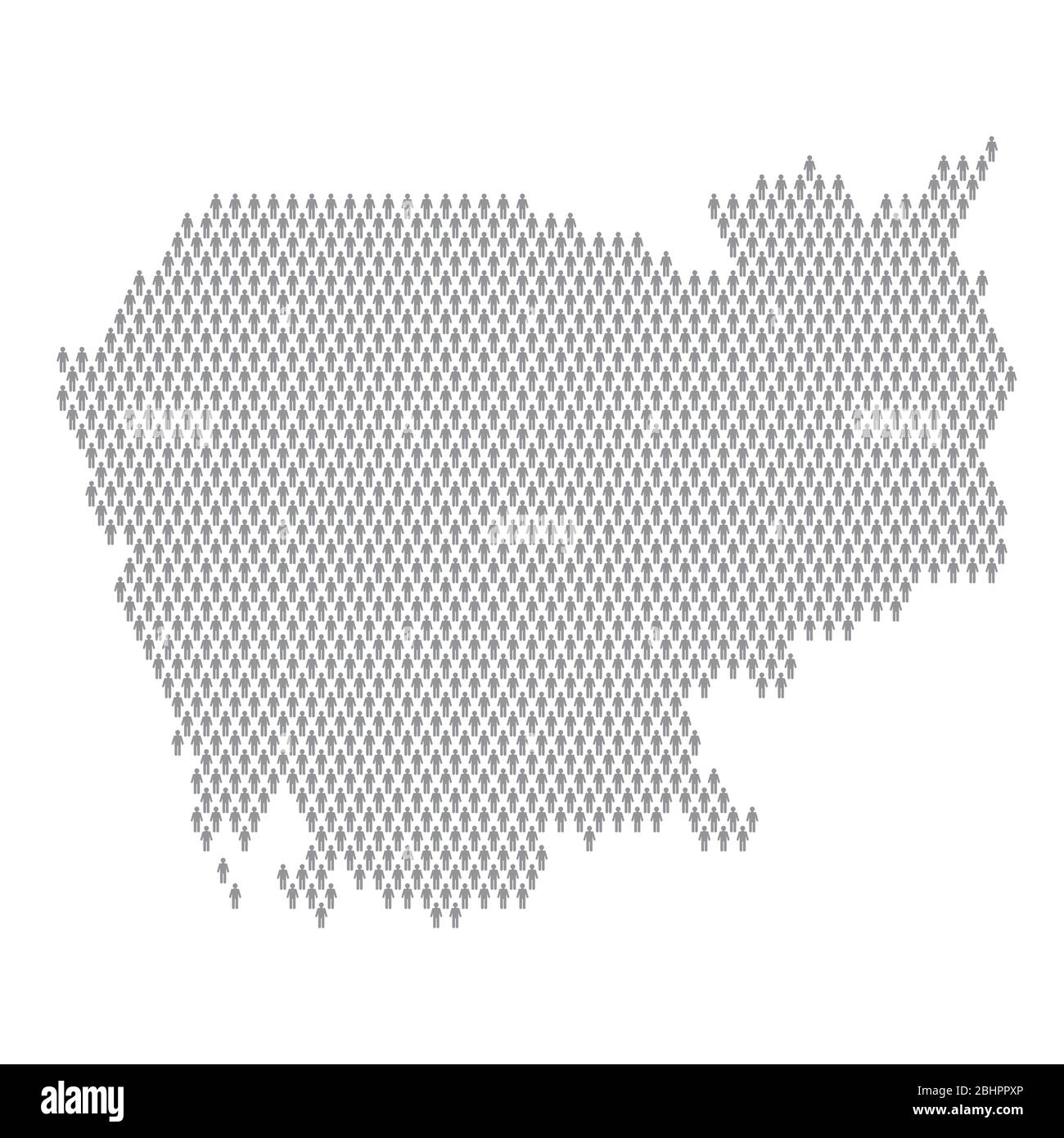 Cambodia population infographic. Map made from stick figure people ...