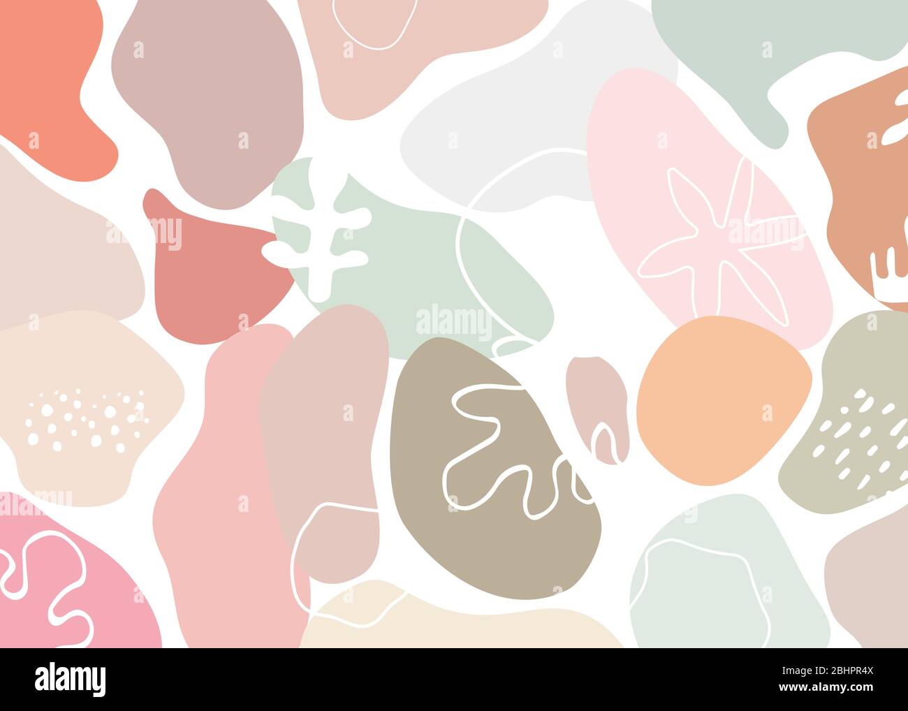 Organic background, hand drawn organic pattern with geometric pastel ...