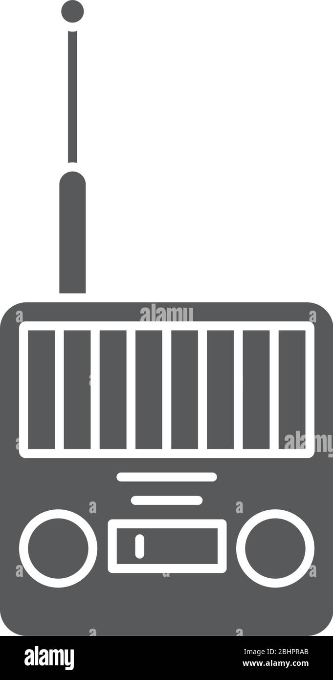 Retro radio vector icon symbol old electronic isolated on white ...