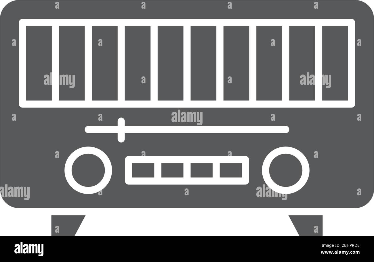 Retro radio vector icon symbol old electronic isolated on white ...