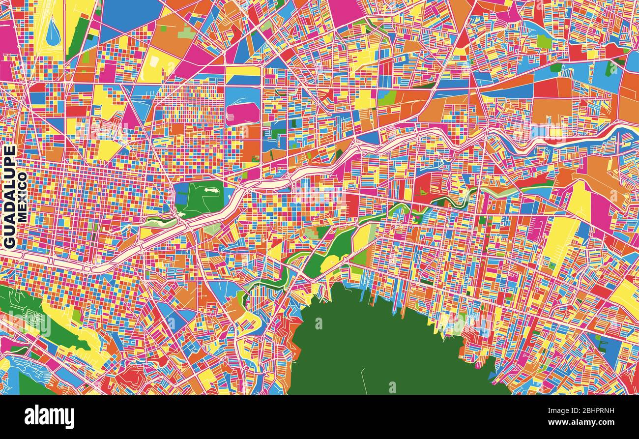 Colorful vector map of Guadalupe, Nuevo León, Mexico. Art Map template ...