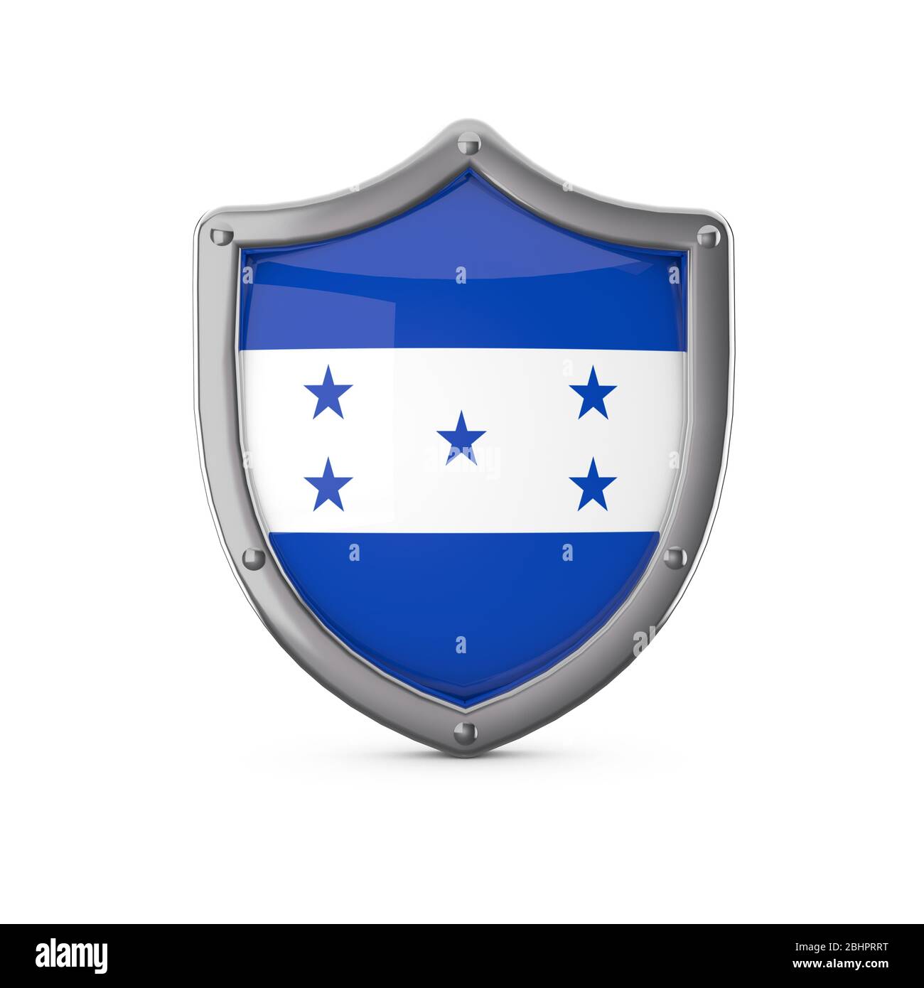 Honduras security concept. Metal shield shape with national flag Stock ...