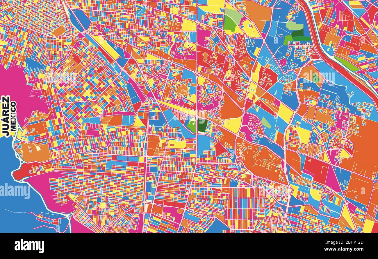 Colorful vector map of Juárez, Chihuahua, Mexico. Art Map template for ...