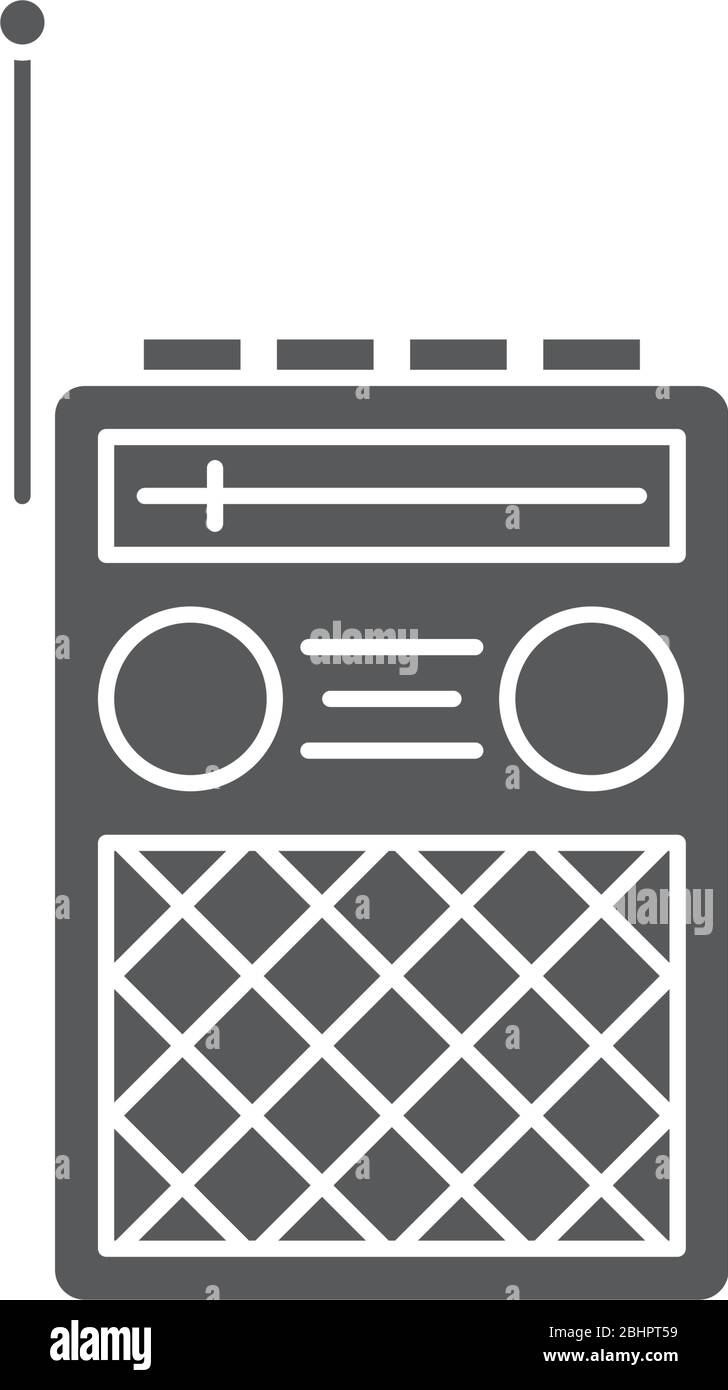 Retro radio vector icon symbol old electronic isolated on white ...