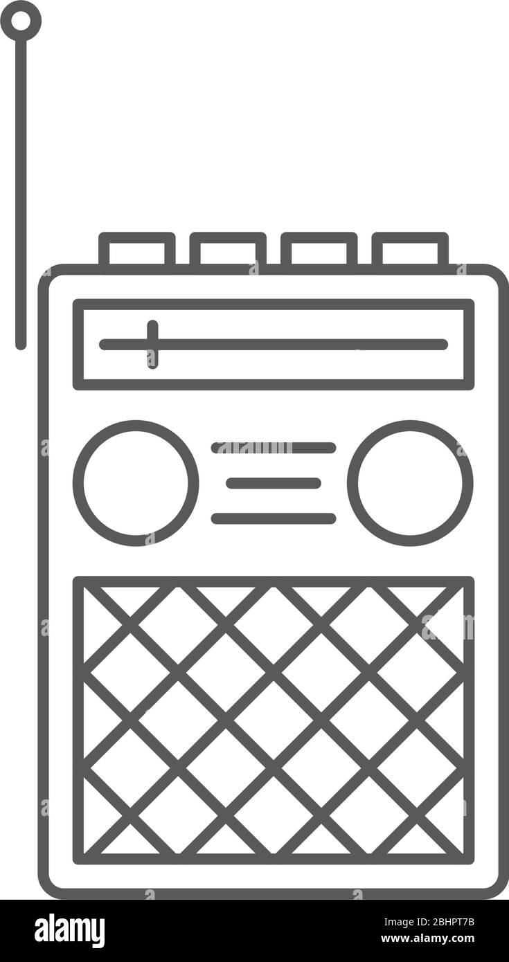 Retro radio vector icon symbol old electronic isolated on white ...