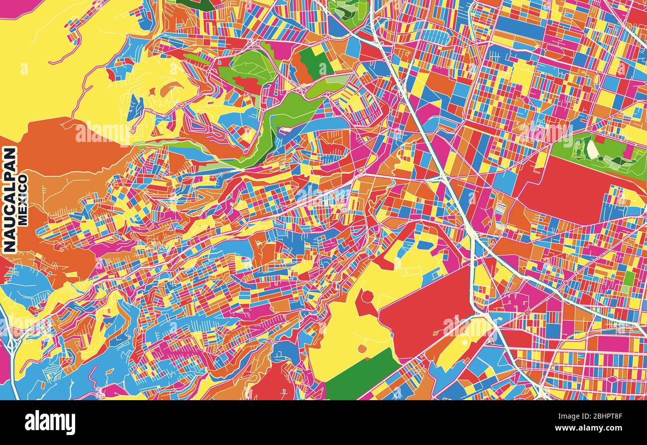 Colorful vector map of Naucalpan, México, Mexico. Art Map template for ...
