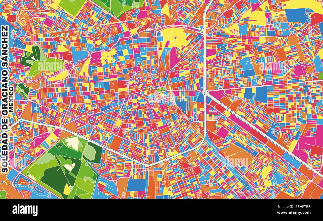 Colorful vector map of Soledad de Graciano Sánchez, San Luis Potosí ...