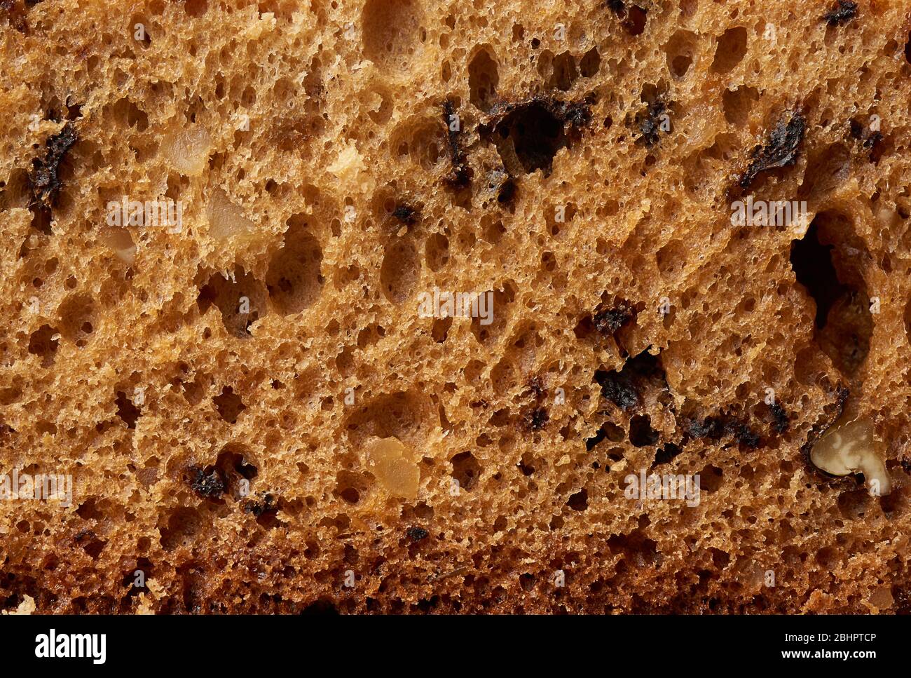 brown texture of baked sponge cake with nuts, baking structure, full ...