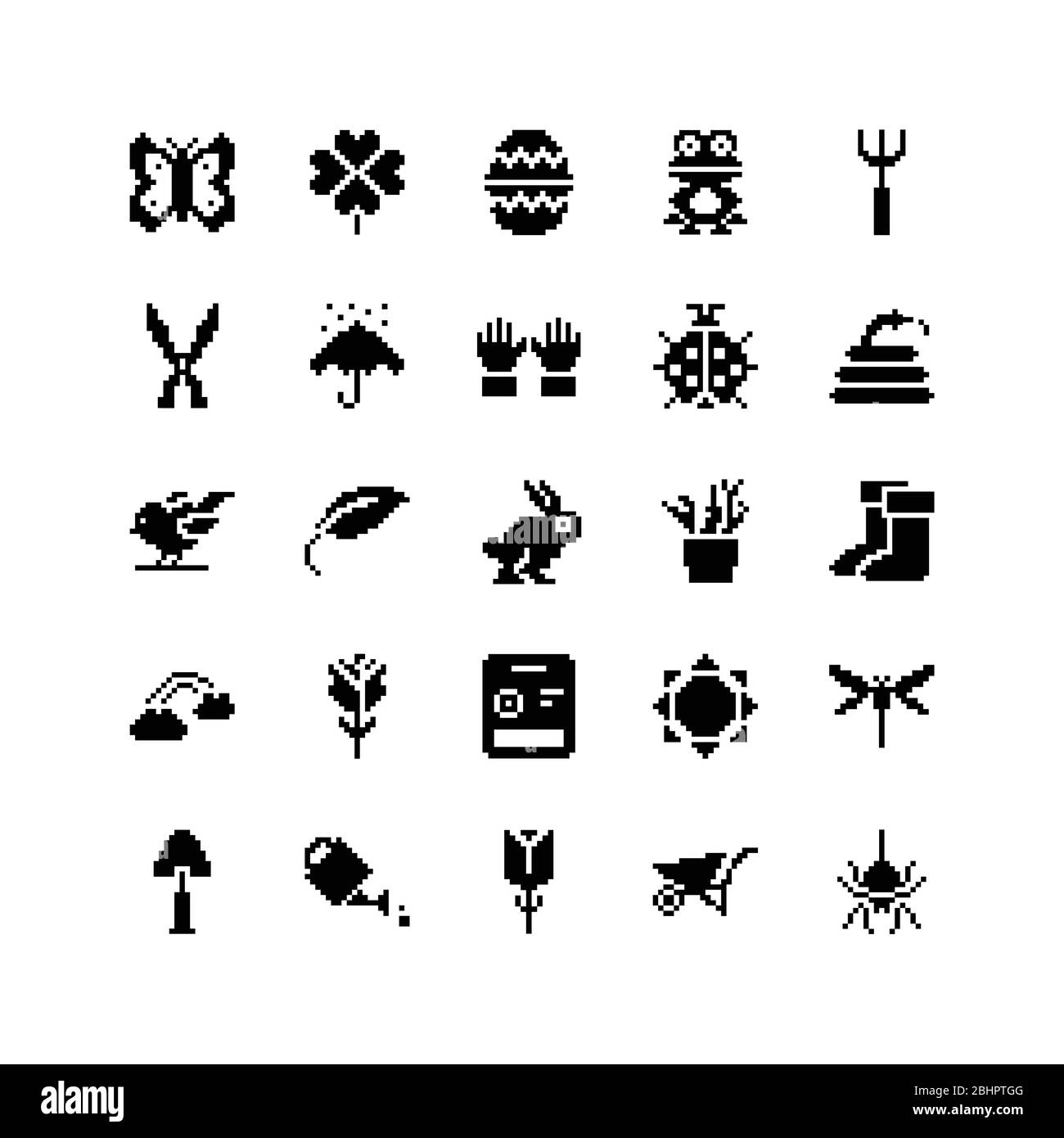 Spring and gardening. Isolated icon set. Pixel vector illustration ...