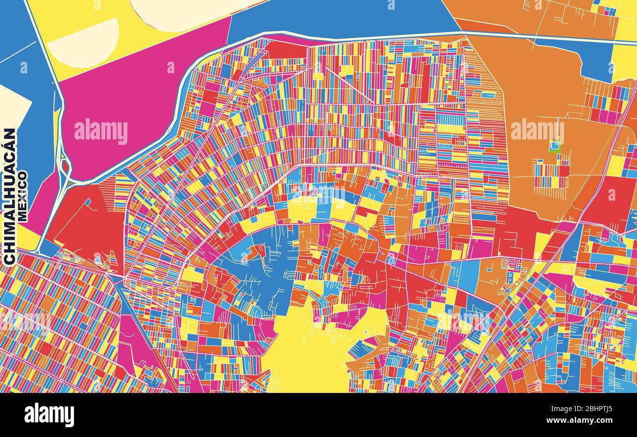 Colorful vector map of Chimalhuacán, México, Mexico. Art Map template ...