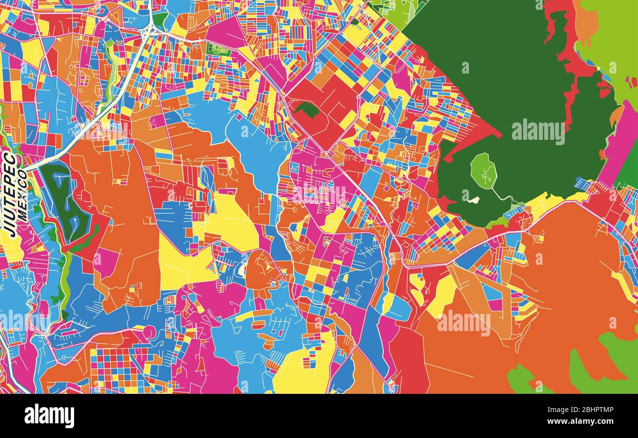 Colorful vector map of Jiutepec, Morelos, Mexico. Art Map template for ...
