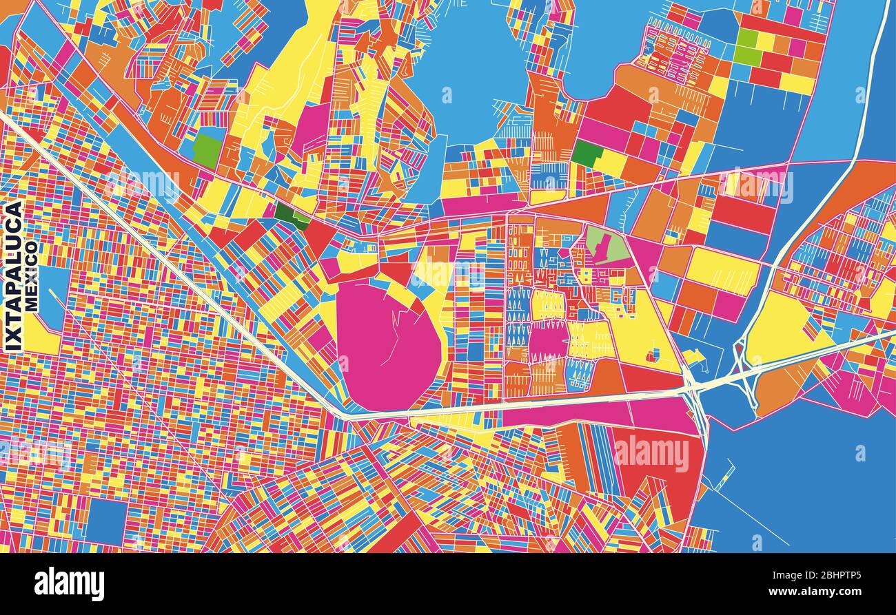 Colorful vector map of Ixtapaluca, México, Mexico. Art Map template for ...
