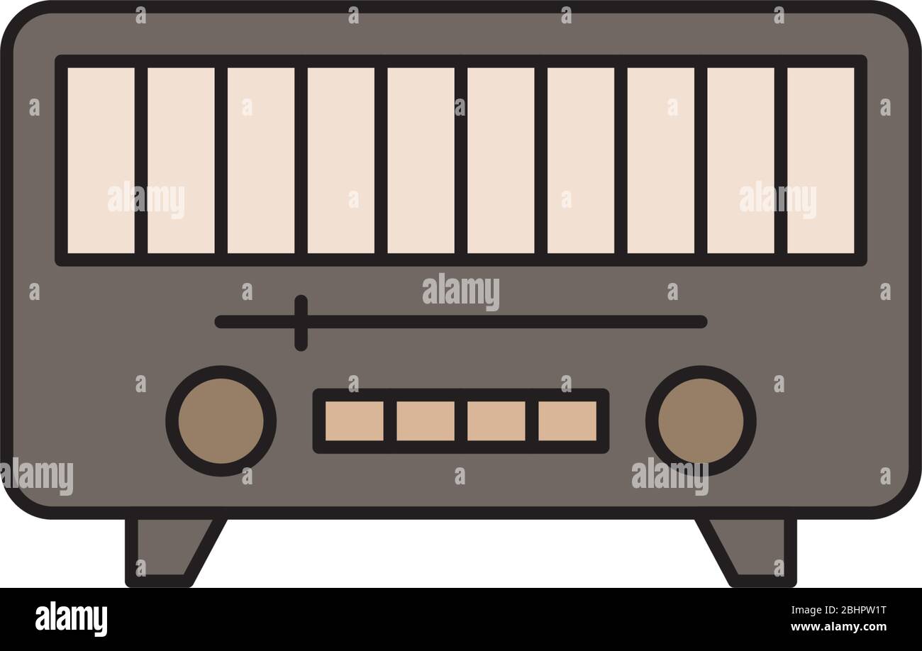 Retro radio vector icon symbol old electronic isolated on white ...