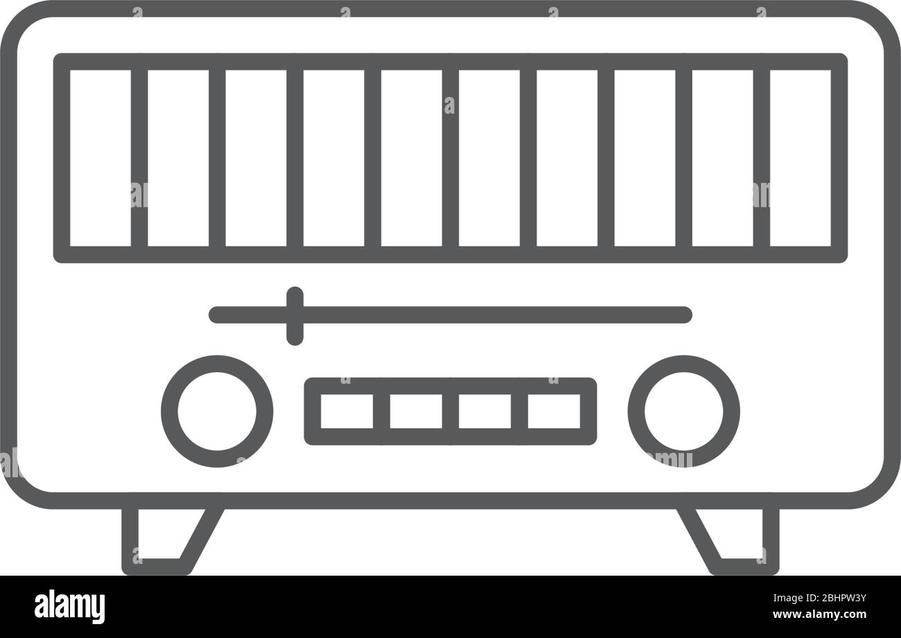 Retro radio vector icon symbol old electronic isolated on white ...