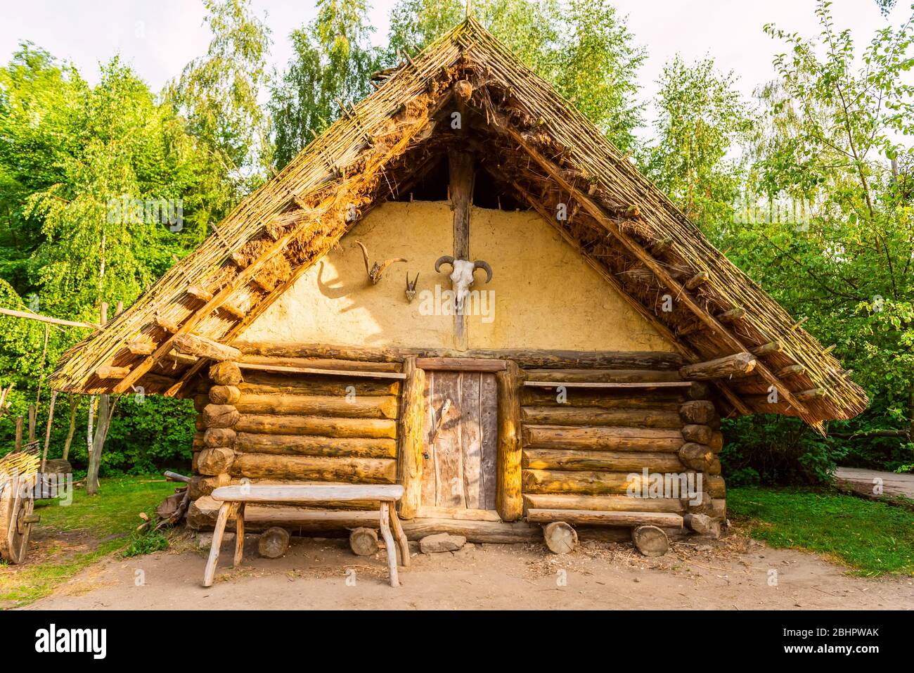 ancient wooden slavic house. slavic historical heritage Stock Photo - Alamy