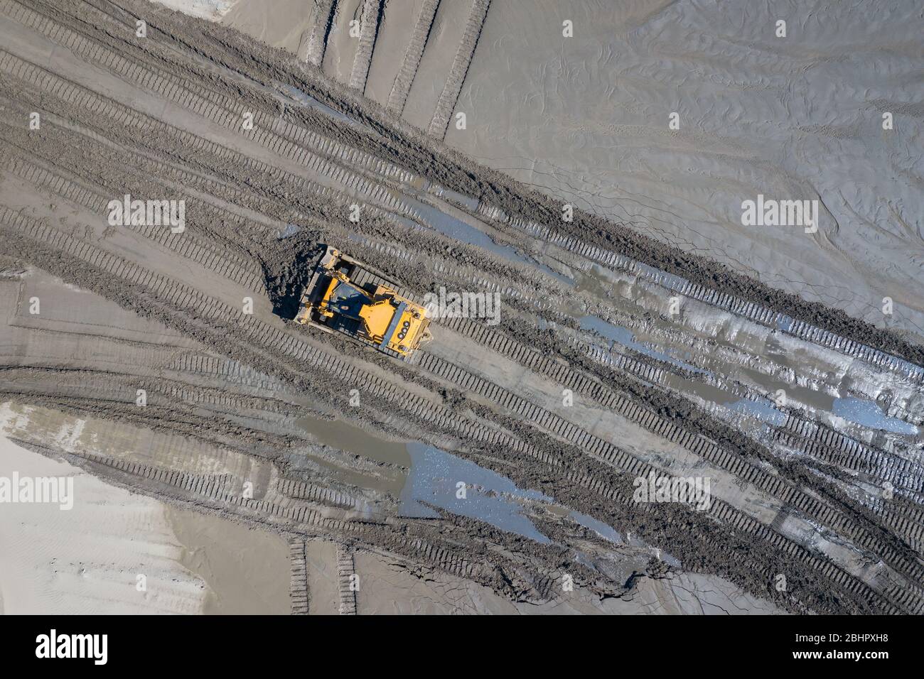 Aerial view of industrial mineral open pit mine. Opencast mining quarry ...