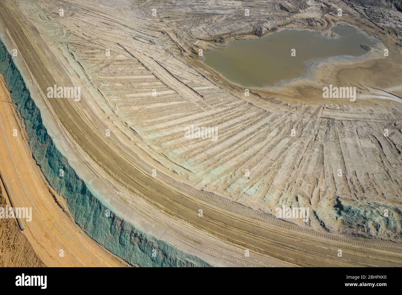 Aerial view of industrial mineral open pit mine. Opencast mining. Drone ...
