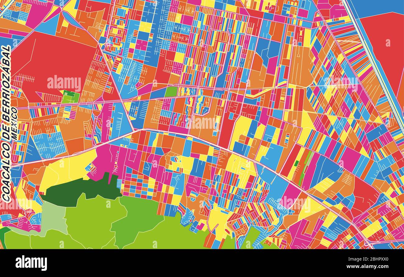 Colorful vector map of Coacalco de Berriozábal, México, Mexico. Art Map ...