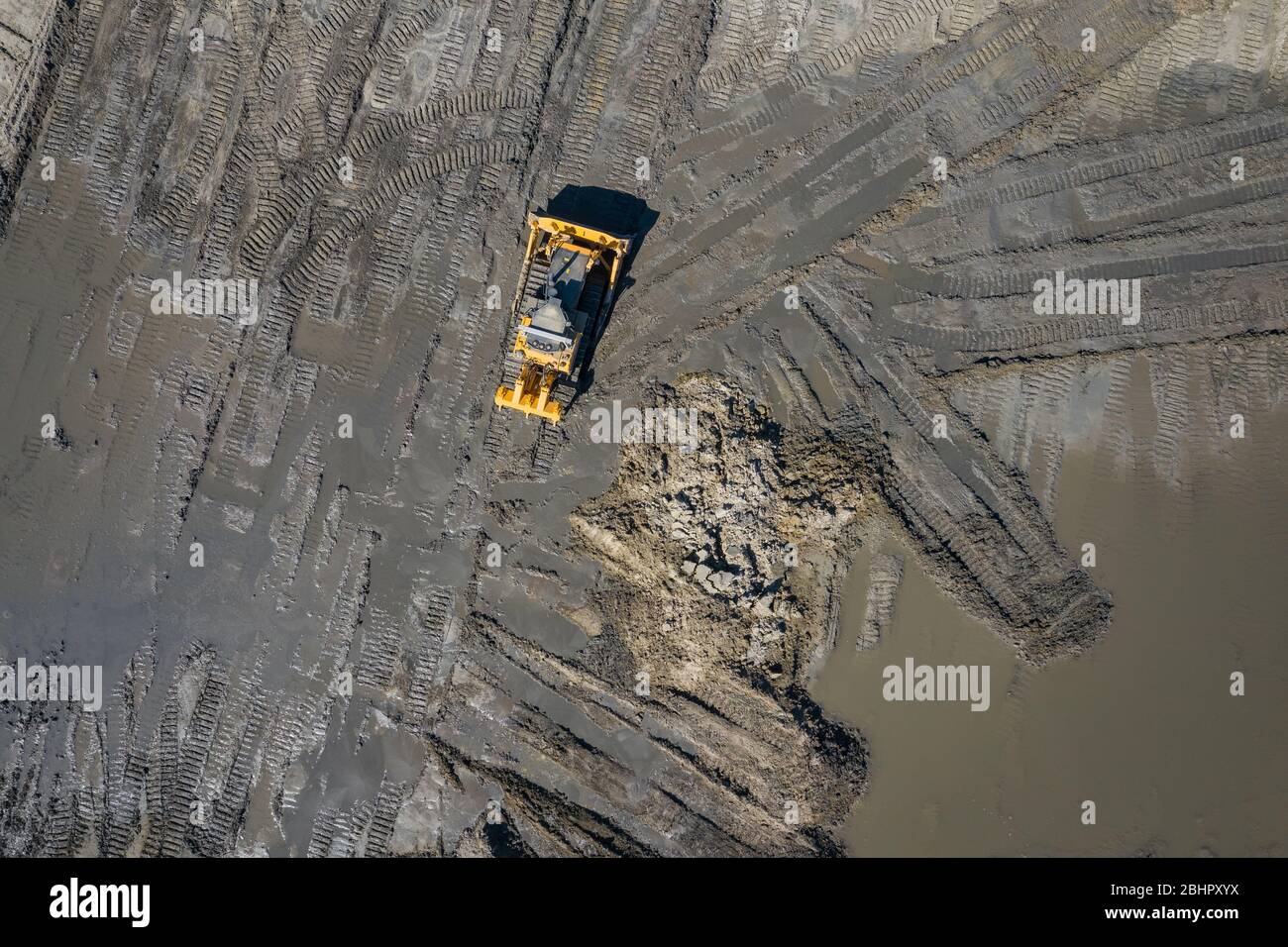 Aerial view of industrial mineral open pit mine. Opencast mining quarry ...