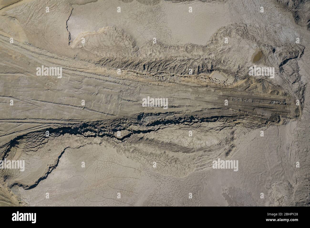 Aerial view of industrial mineral open pit mine. Opencast mining. Drone ...