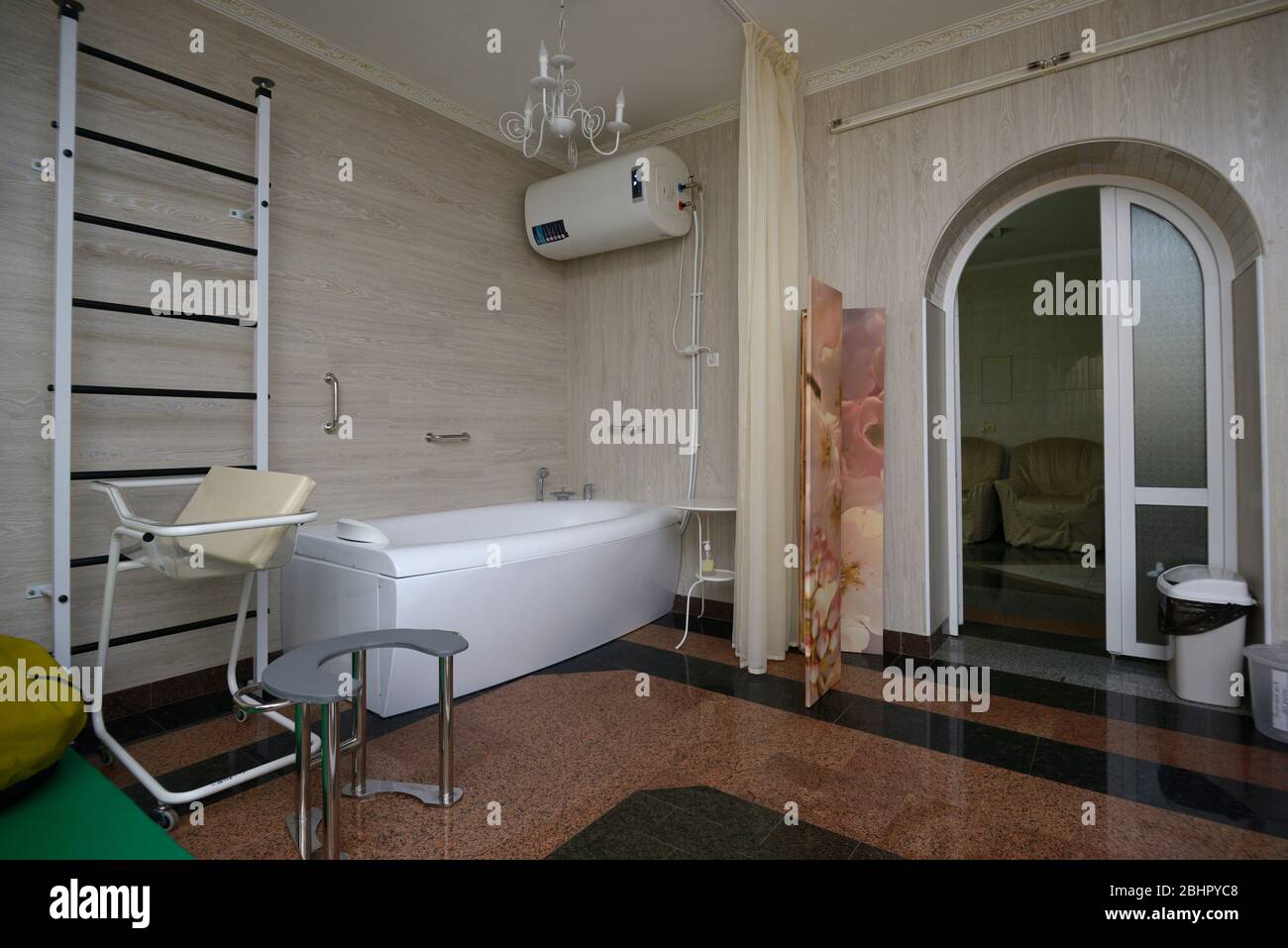 Maternity ward for delivery like at home, hospital bed, furniture at ...