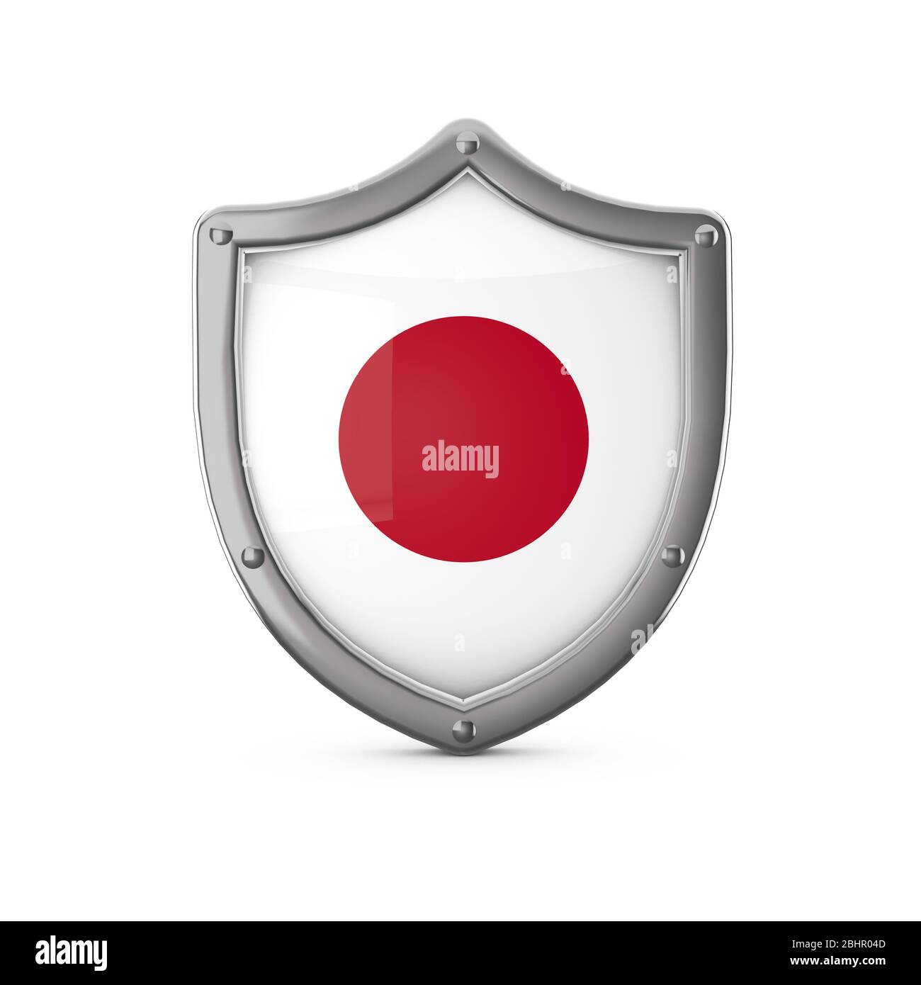 Japan security concept. Metal shield shape with national flag Stock ...