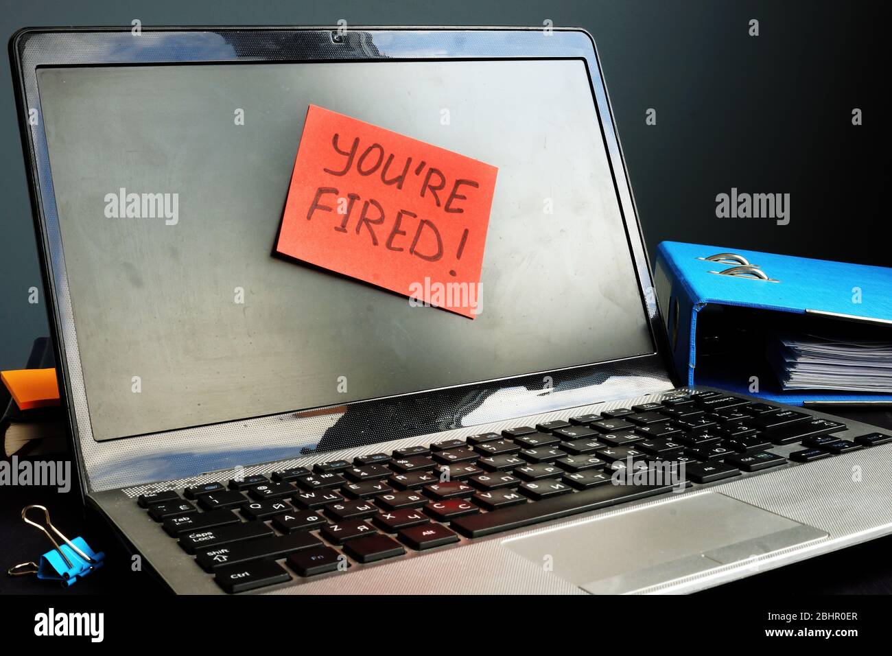 You are fired sign on the workplace. Wrongful Termination concept Stock ...