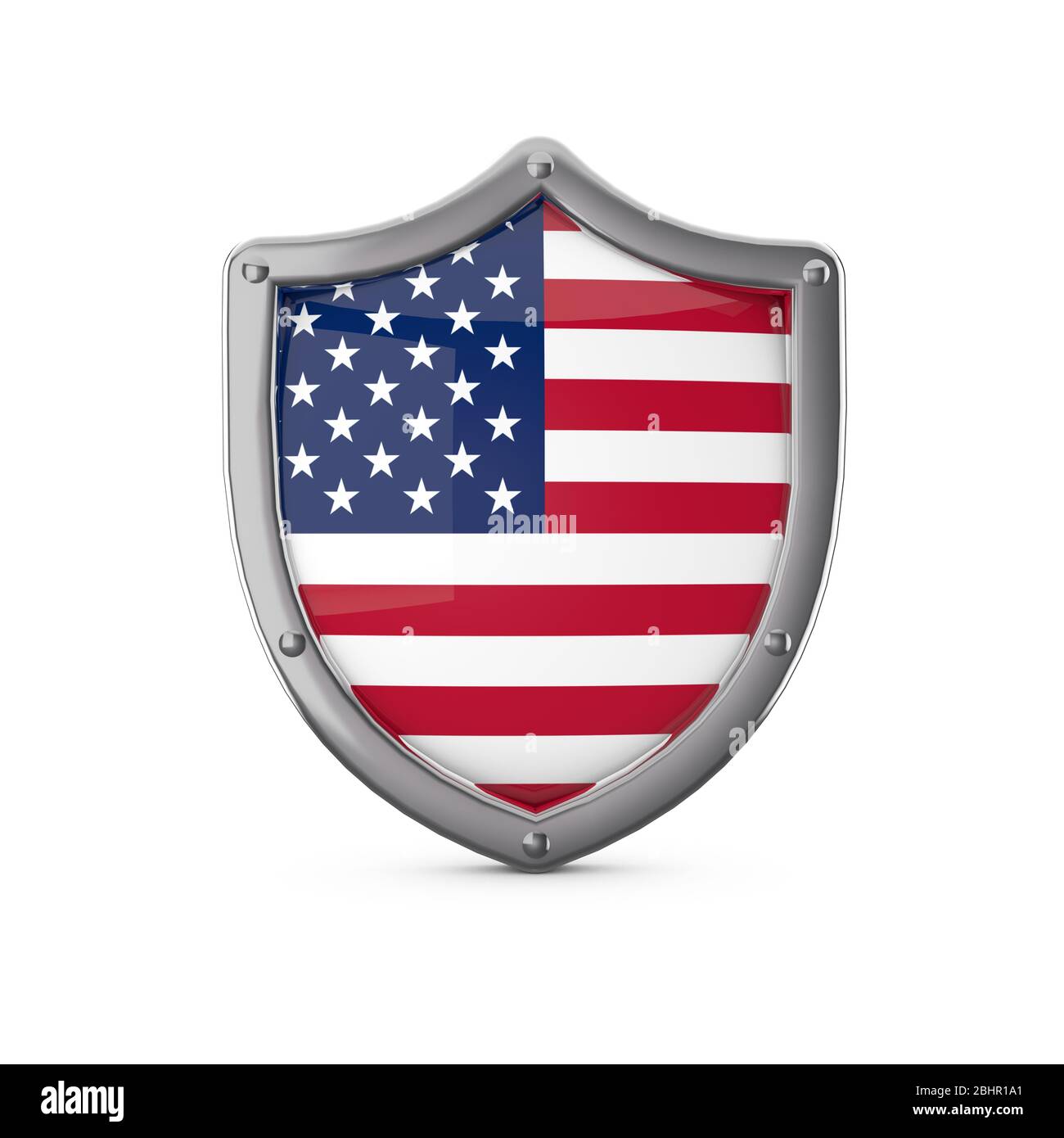 USA security concept. Metal shield shape with national flag Stock Photo ...