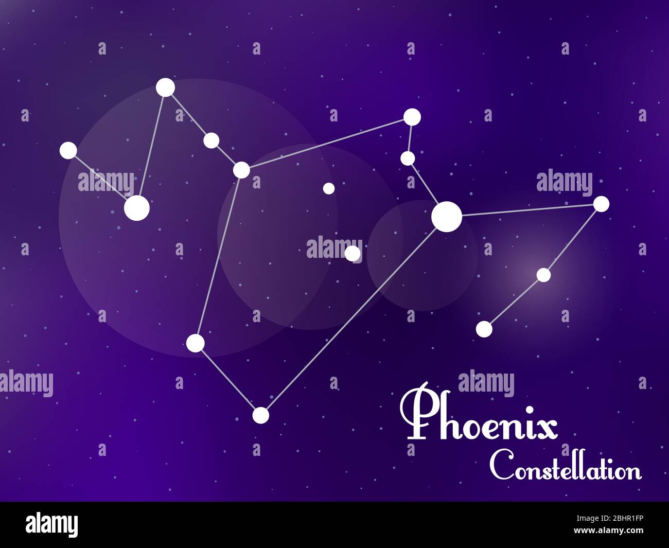 Phoenix constellation. Starry night sky. Cluster of stars, galaxy. Deep ...